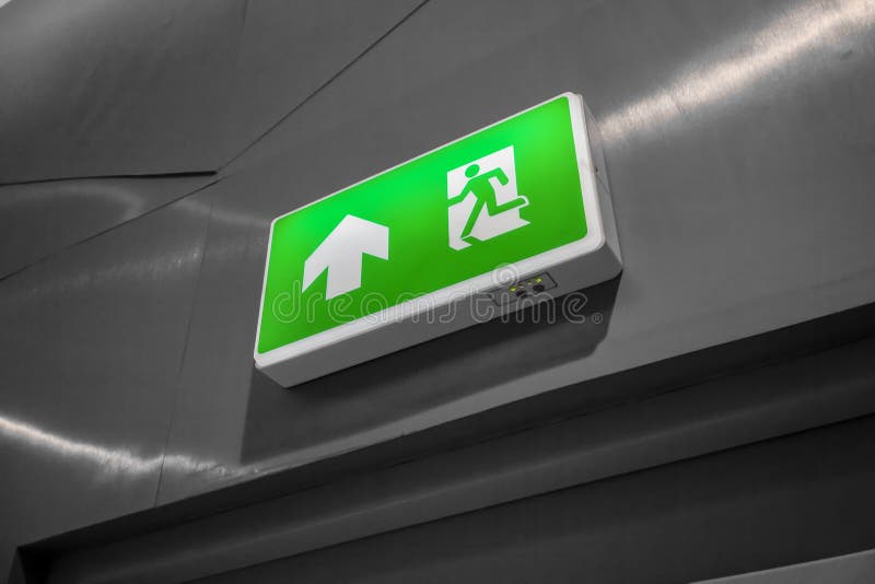 Emergency Exit Sign. Direction To the Escape Way. Stock Photo - Image ...