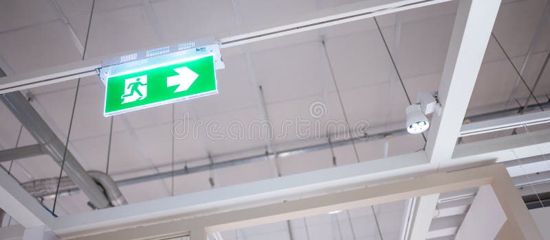 Emergency Exit Sign or Fire Exit Sign Stock Photo - Image of design ...
