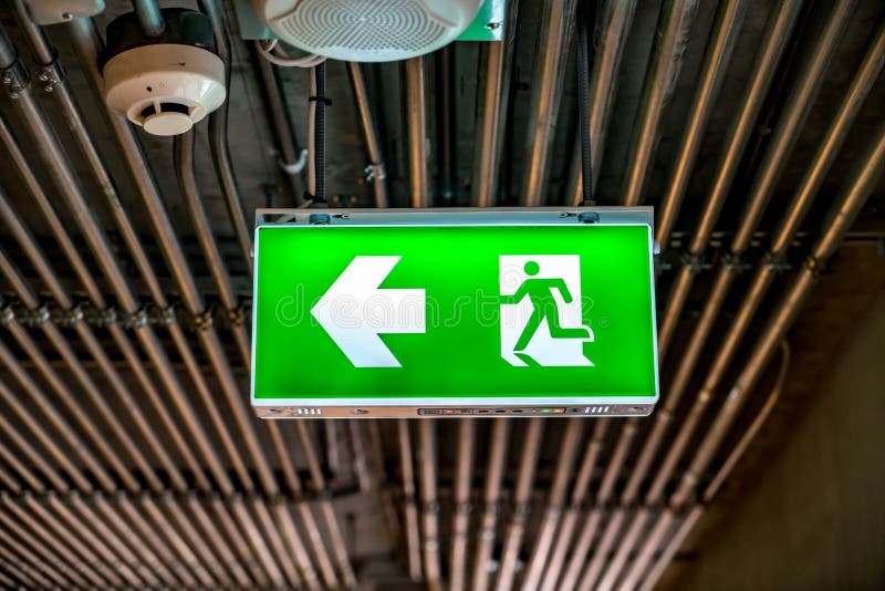Emergency exit sign stock image. Image of door, urgency - 114178201
