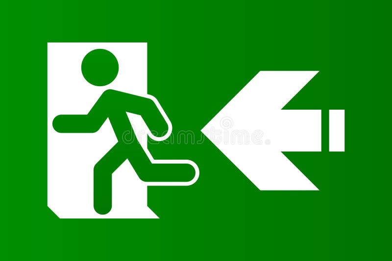 Green Emergency Exit Sign. Safety Evacuation. Warning Sign. Fire ...