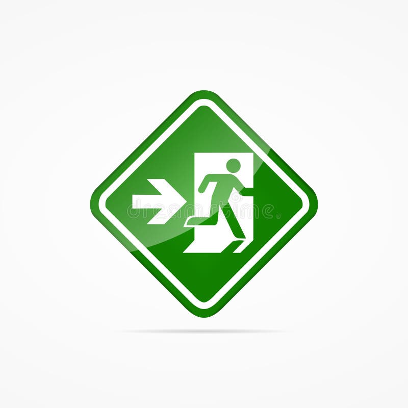 Green emergency exit sign stock illustration. Illustration of help ...