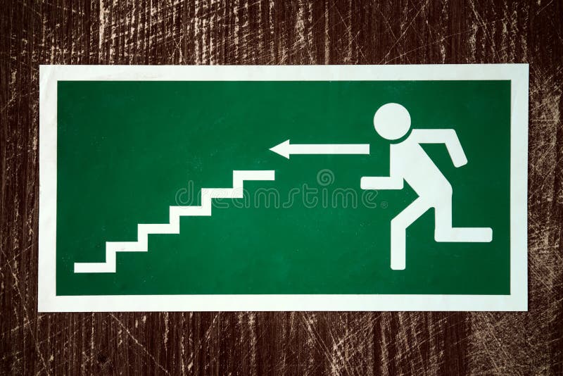 Green Emergency Fire Exit Sign Stock Image - Image of safety ...