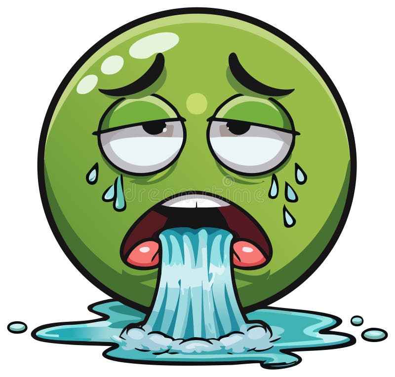 Green Emoticon Feeling Sick and Vomiting. Generative AI Stock ...