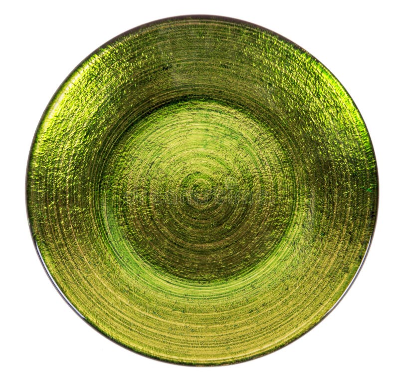 Green Empty Glassy Plate Isolated on White Stock Photo - Image of ...
