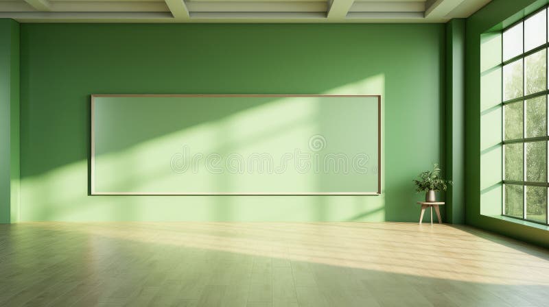 Green Empty Room, Minimal Interior Design Stock Illustration ...