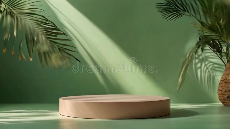 Empty Stage Cylinder Podium on Soft Pastel Green Background with Soft ...