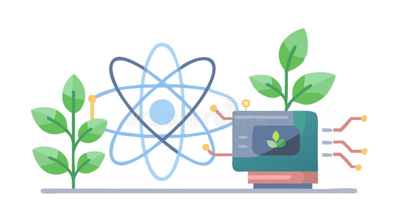Green Energy Atom Structure with Plant Icon, Vector Design Generative ...