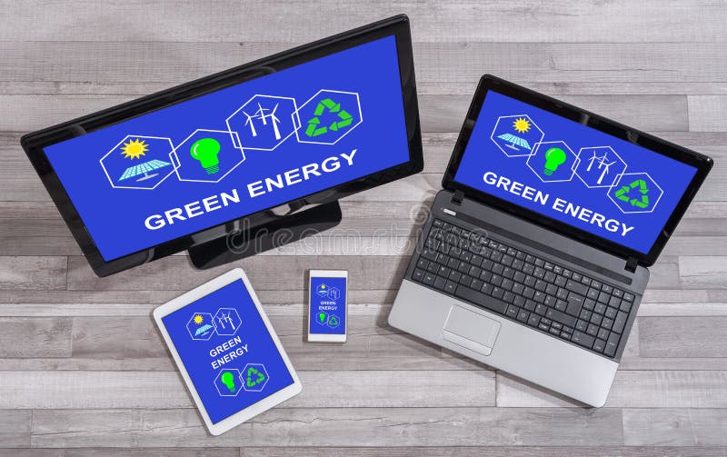 Green Energy Concept on Different Devices Stock Image - Image of ...