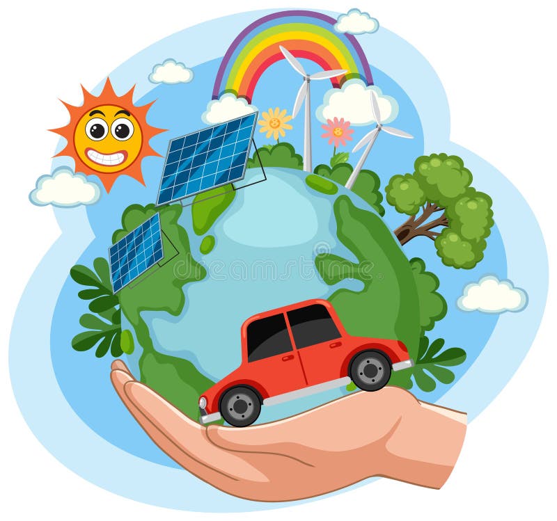 Green Energy Concept with Earth Planet Stock Vector - Illustration of ...
