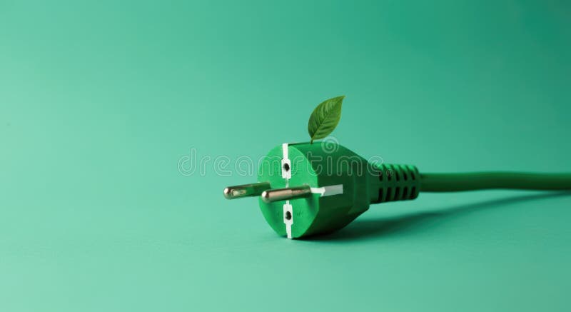 Green Energy Concept with Eco-friendly Power Plug and Leaf Stock Image ...
