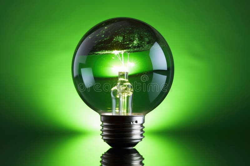 Green Energy Concept Lightbulb Created with Generative AI Technology ...