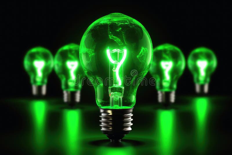 Green Energy Concept Lightbulb Created with Generative AI Technology ...