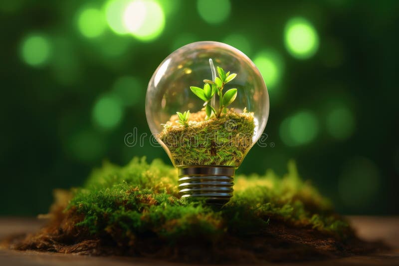 Green Energy Concept Lightbulb Created with Generative AI Technology ...