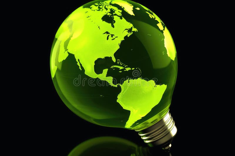 Green Energy Concept Lightbulb Created with Generative AI Technology ...