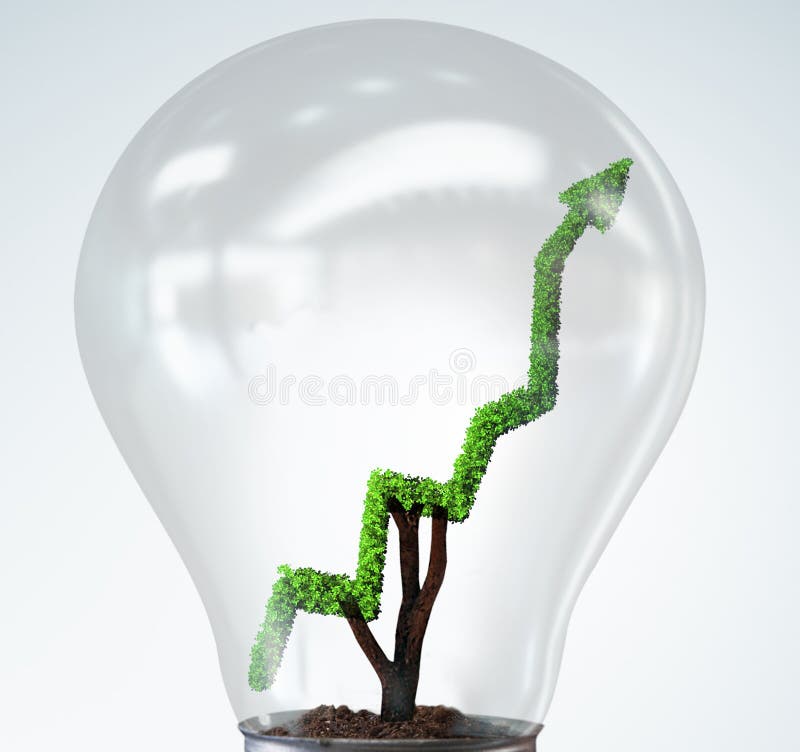 Green Energy Concept with Green Line Graph in Light Bulb Stock ...