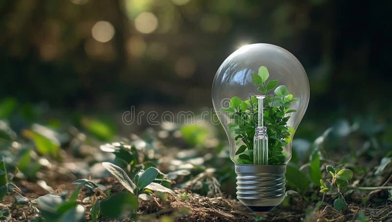 Green Energy Concept: Plants Growing Inside Light High Quality Image ...