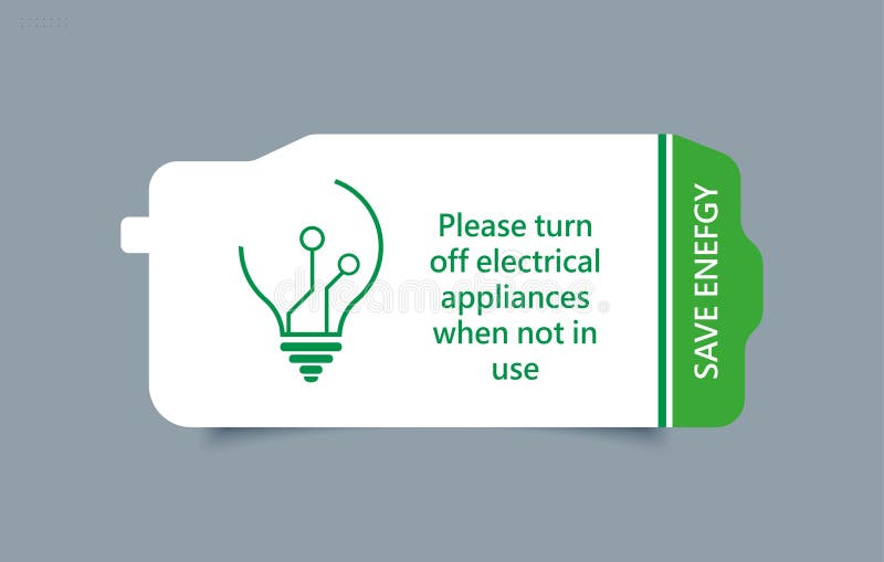 Green Energy Conservation Sticker. Please Turn Off Electrical ...