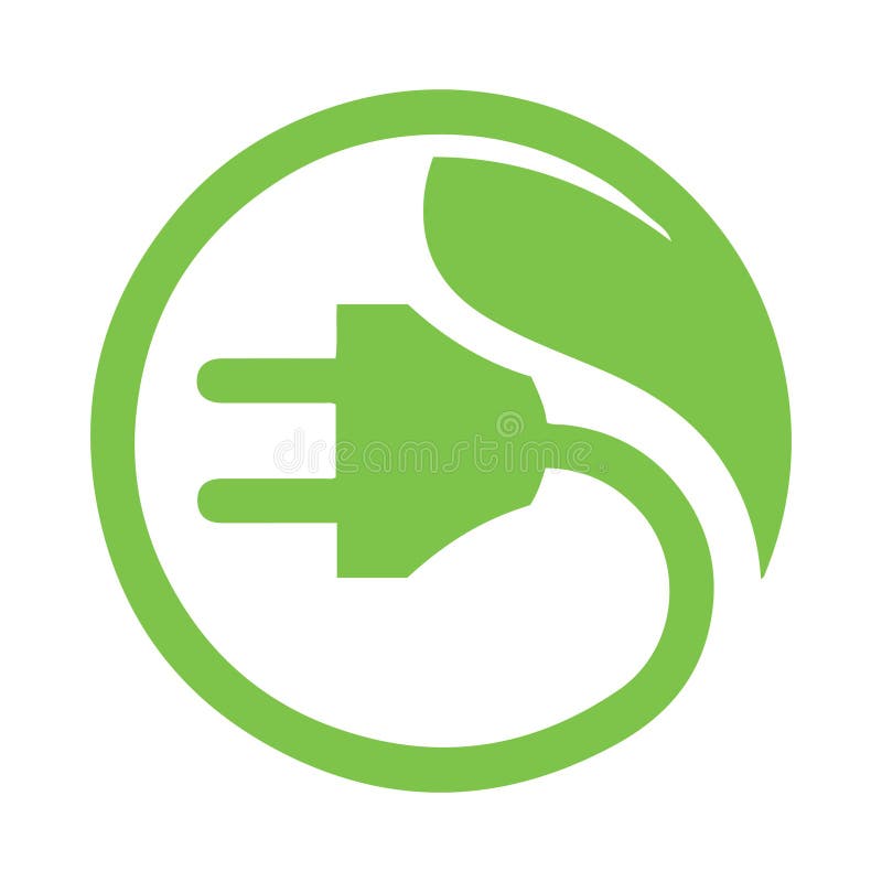 Green Energy Electrical Plug Logo. Eco Energy Power Logo Circle ...