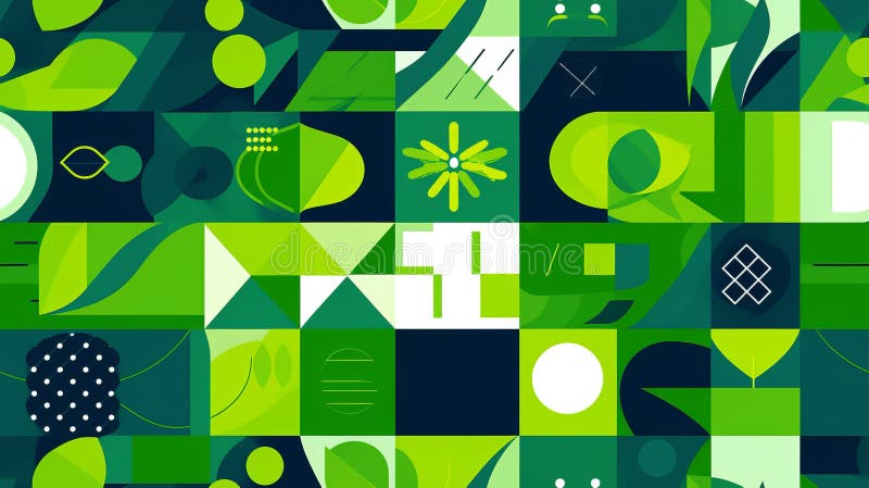 Green Energy, Environment Abstract Geometric Bauhaus Pattern. Vector ...
