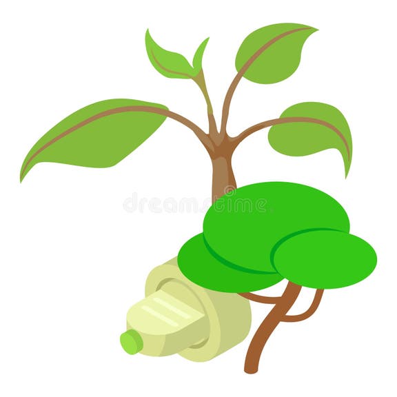 Green Energy Icon Isometric Vector. Plug Inserted into Socket Tree ...