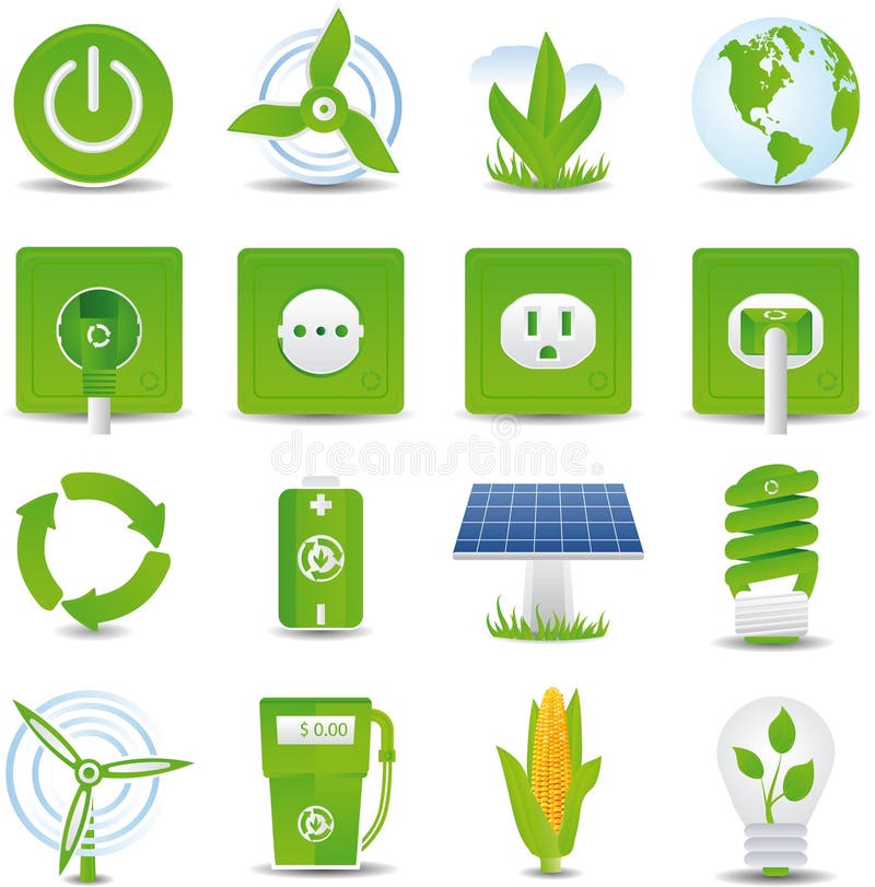 Green energy icon set stock vector. Illustration of cell - 9065431