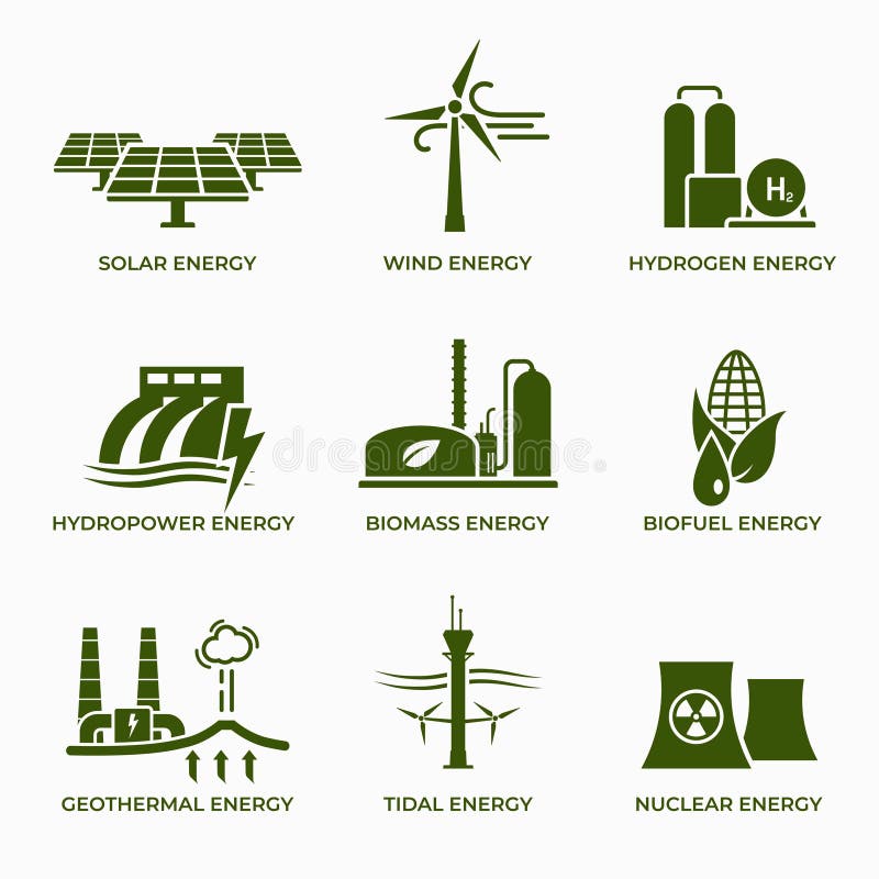 Green Energy Icon Set Eco Friendly Sustainable Renewable And