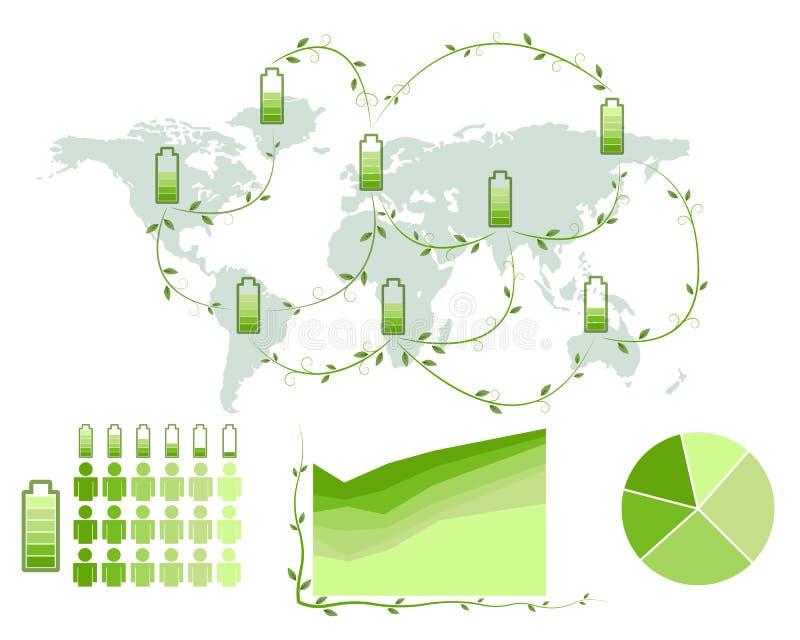 Green Energy Icon and World Map Stock Vector - Illustration of natural ...
