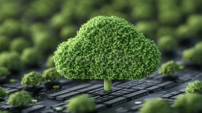 Green Energy Icons and Data Centers are Used To Emphasize the ...