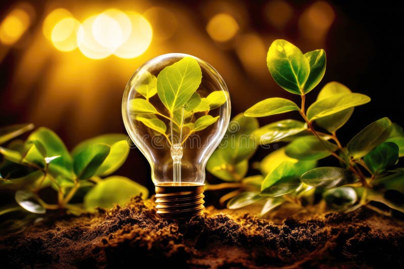 Green Energy Innovation: Sprout Emerging from Sustainable Light Bulb ...
