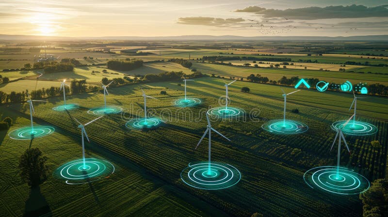 Green Energy Integration Wind Turbines, Solar Panels, Sustainable Power ...