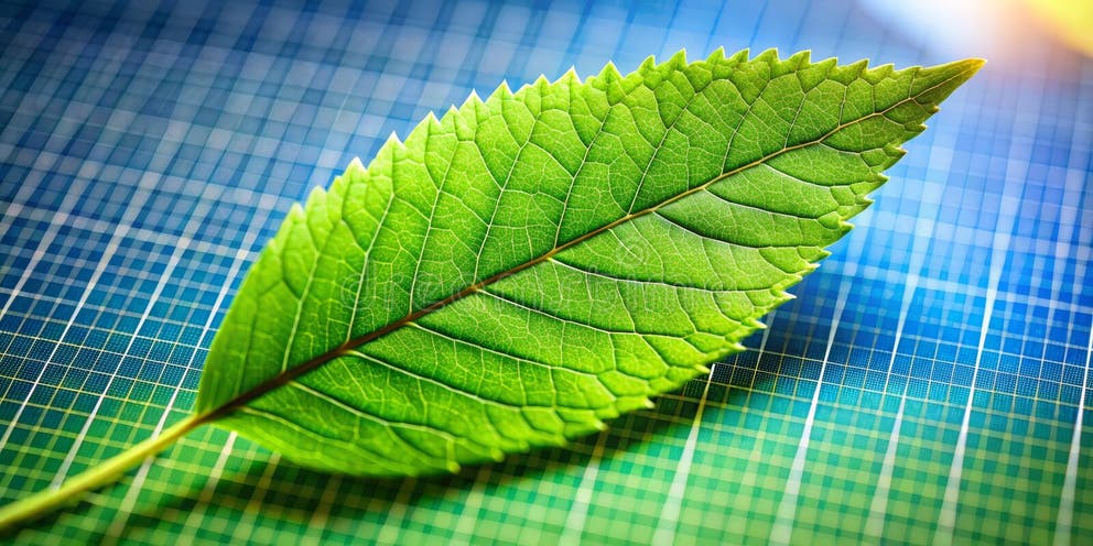 Green Energy Leaf on Solar Panel Grid Sustainable Power Concept Stock ...