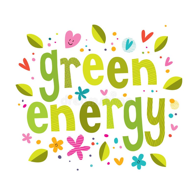 Green Energy Concept Ecology Cartoon Illustration Stock Vector ...