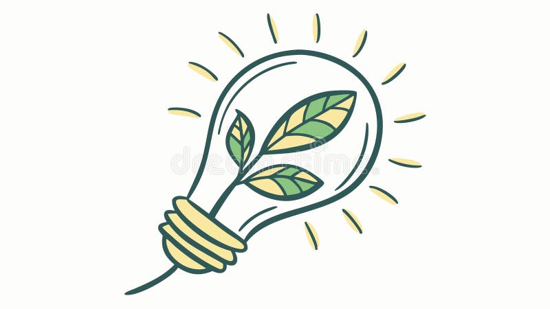 Green Energy Light Bulb Icon with Leaves for Eco Ideas, Vector Design ...