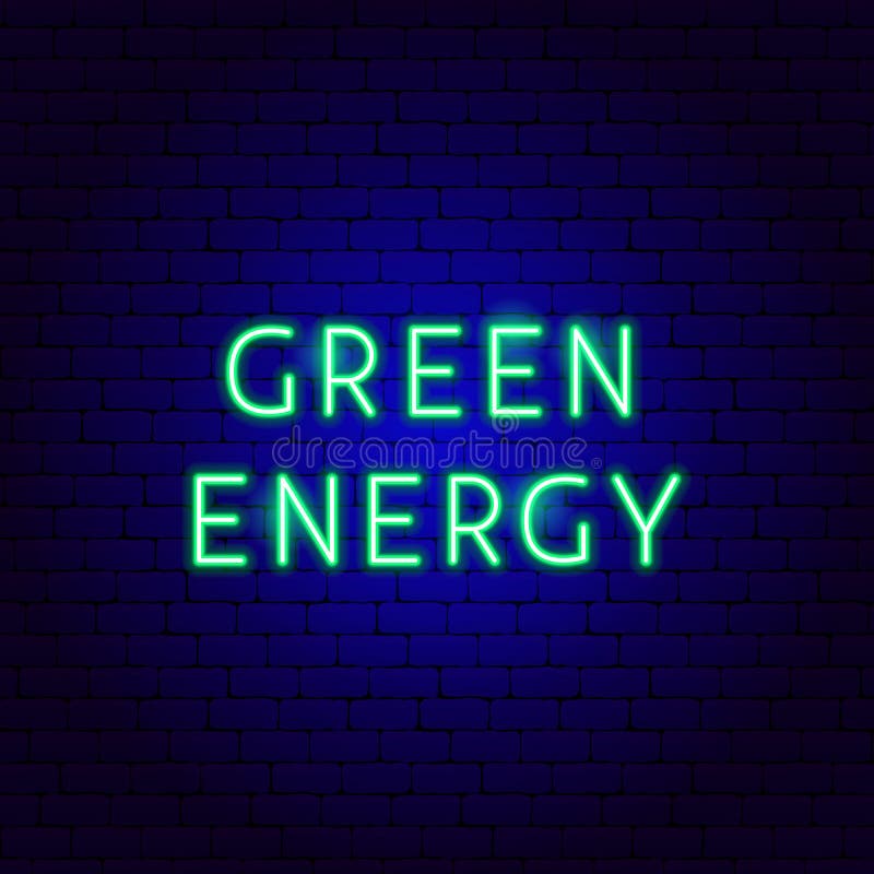 Green Energy Neon Text stock vector. Illustration of green - 166230605