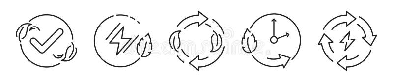 Green Energy. Net Zero Line Icon Set. Ecology Icons Stock Vector ...