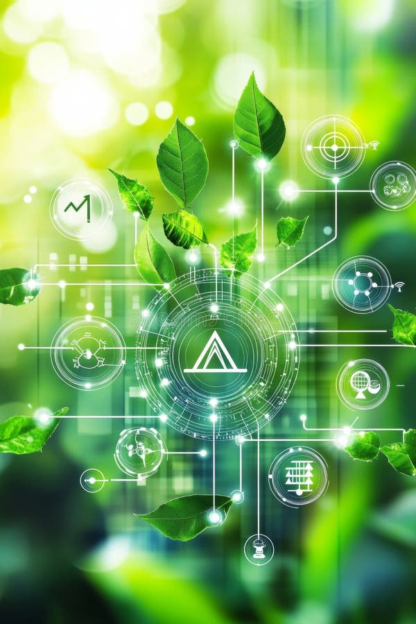 Green Energy Network Leaves, Sustainable Development Icons, Renewable ...