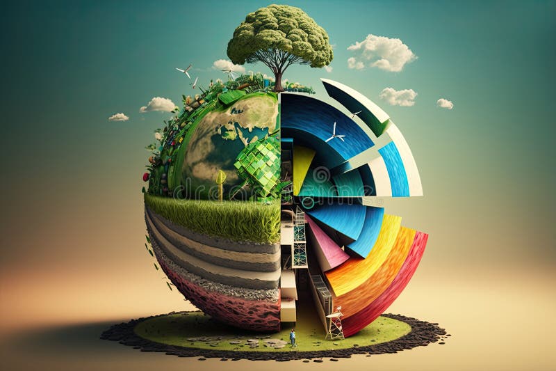 Green Energy Planet World. Digital Illustration Stock Illustration ...