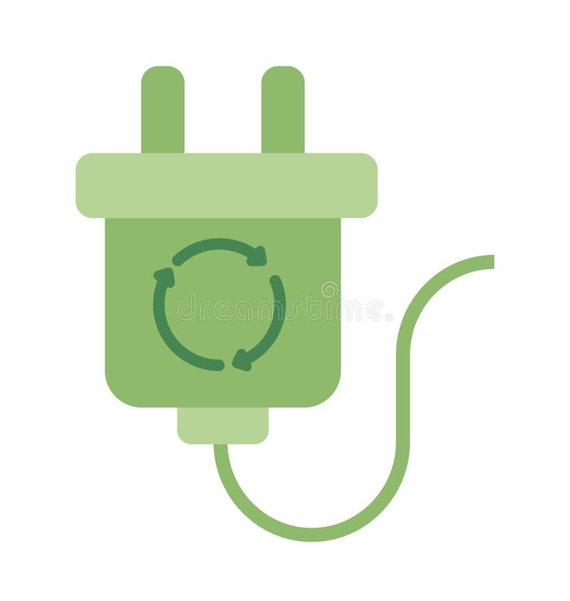 Green Energy Plug Icon stock illustration. Illustration of ...
