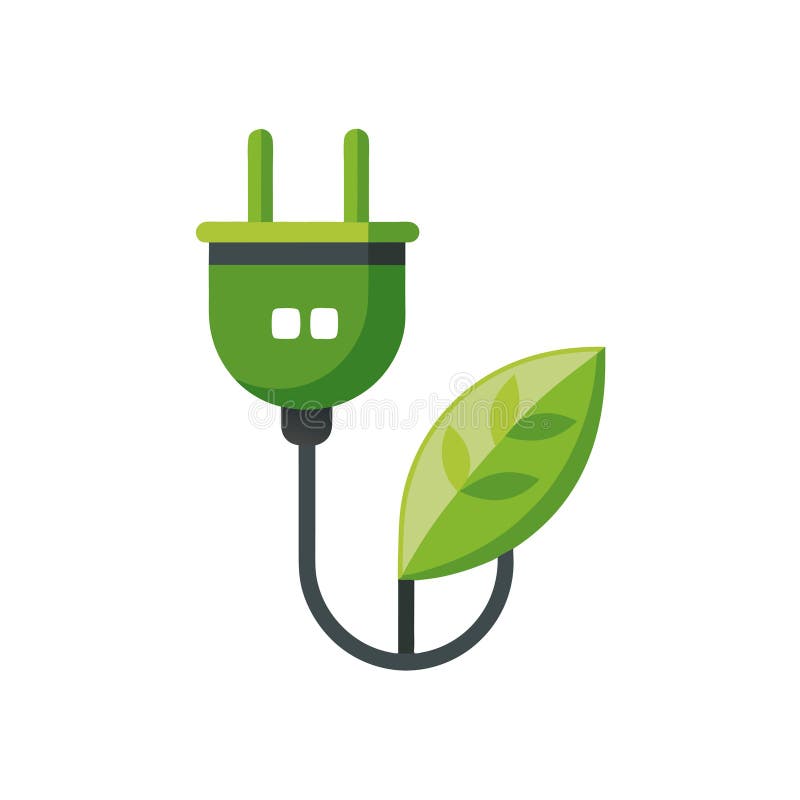 Green Energy Plug with Leaf Symbolizes Sustainable Power and Eco ...