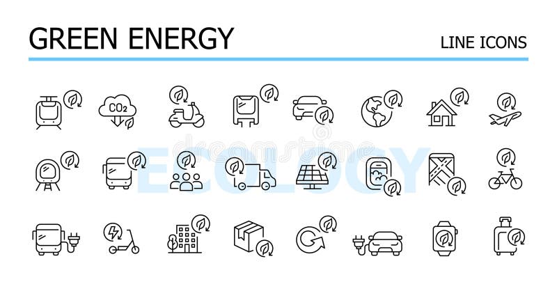 Green Energy, Renewable Power Sources for Vehicles and Home. Vector ...