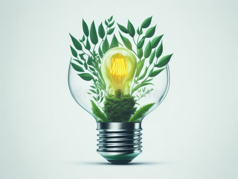 Green Energy Revolution Lightbulb Symbolizing on White Background. Ai ...