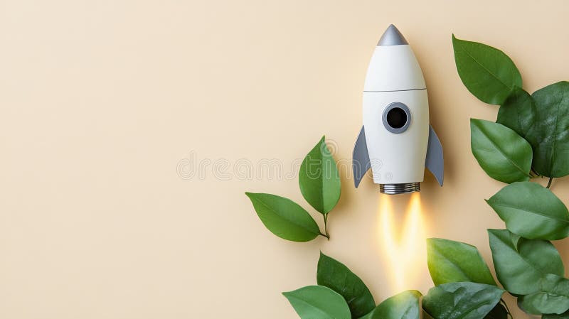 Green Energy Rocket Launch. Sustainable Business Startup Concept Stock ...