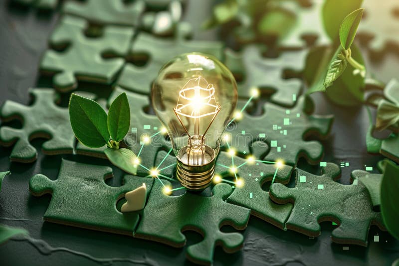 Green Energy Solution Puzzle of Innovation Stock Illustration ...