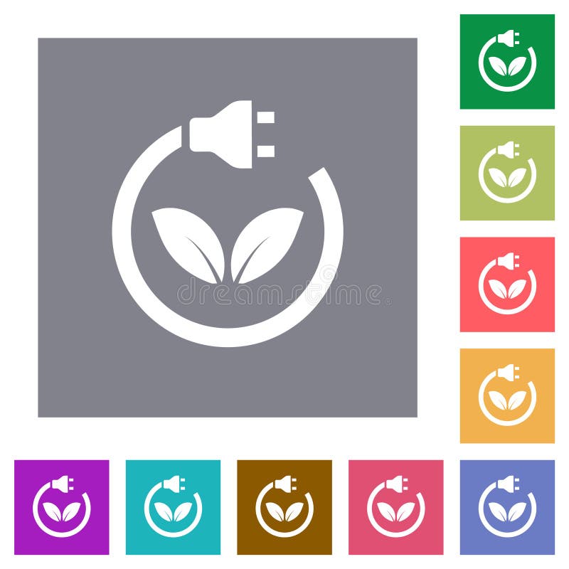 Green Energy Square Flat Icons Stock Vector - Illustration of friendly ...