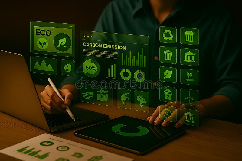 Green Energy and Sustainability Interface Stock Image - Image of ...
