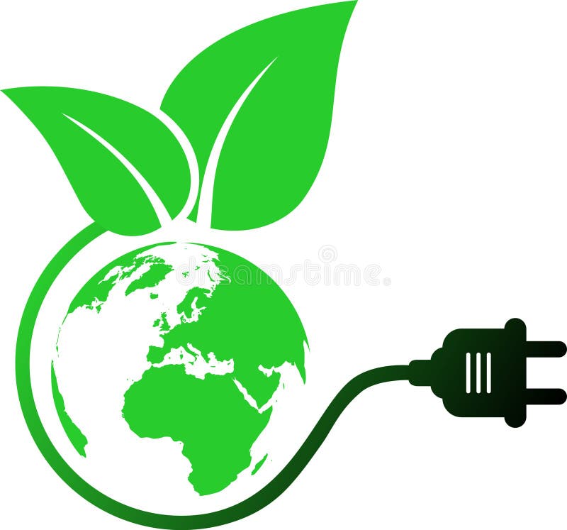Green Energy Symbol in the Form of a Wire with a Plug Socket and a Leaf ...
