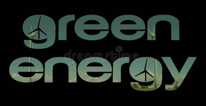 Green Energy Text with Turbines Stock Illustration - Illustration of ...