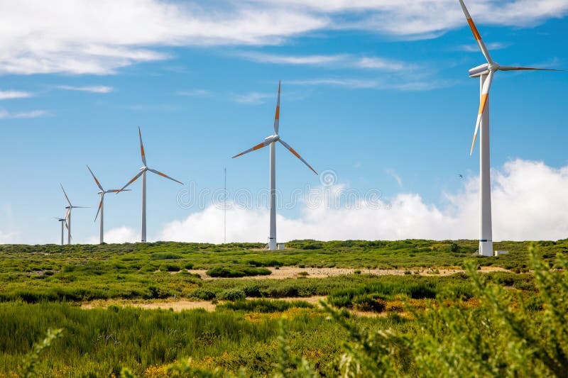 Green Energy - Wind Turbines, Windmill Generators. Stock Image - Image ...