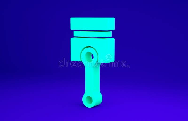 Green Engine Piston Icon Isolated on Blue Background. Car Engine Piston ...