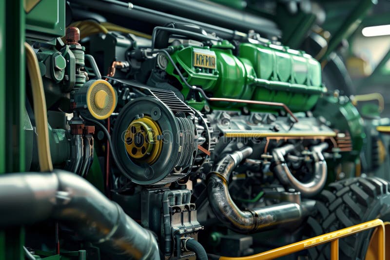 A Green Engine with a Yellow Part on it Stock Photo - Image of cylinder ...